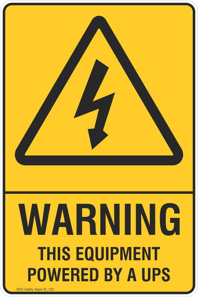 Warning Warning Equipment Powered by a UPS Safety Signs and Stickers ...