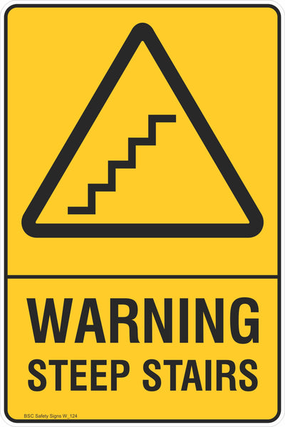 Warning Warning Steep Stairs Safety Signs and Stickers Warning Safety ...