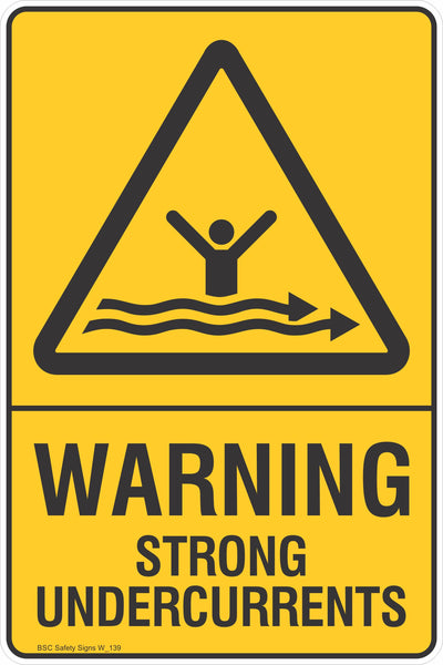 Warning Strong Undercurrents Warning Safety Signs - Stickers - Safety ...
