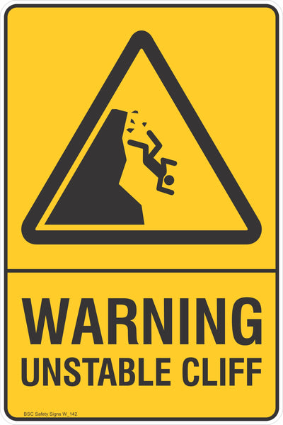 Warning Unstable Cliff Warning Safety Signs - Stickers - Safety Signage ...