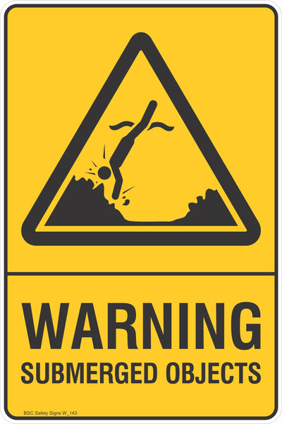 Warning Submerged Objects Warning Safety Signs - Stickers - Safety ...