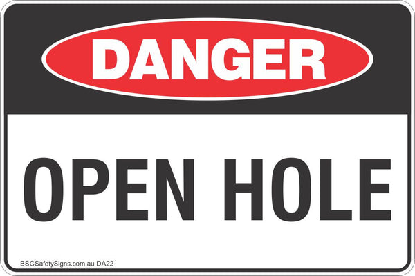 Open Hole Safety Sign - Danger Safety Signs - Stickers - Safety Signage ...