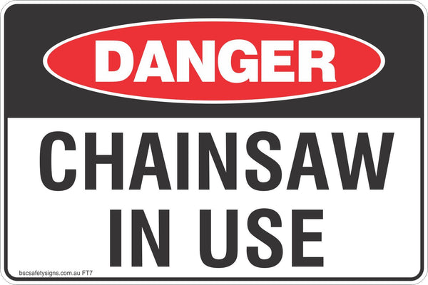 Chainsaw In Use Safety Signs - Stickers - Safety Signage - BSC Safety ...