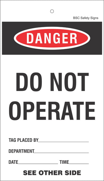 Danger DO NOT OPERATE Lockout Tag - Safety Signs - Safety Stickers ...