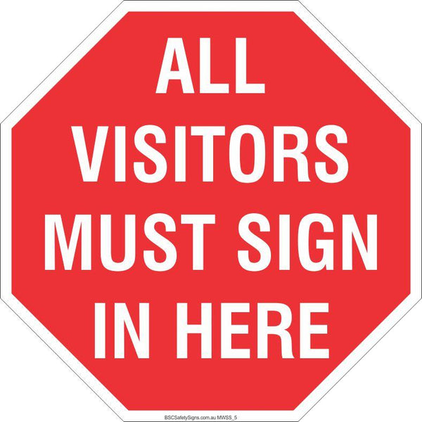 All Visitors must sign in here Custom Multi Word Stop Signs - Stickers ...