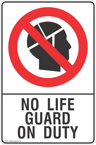 No Life Guard On Duty Safety Sign - Prohibited Stickers - Restricted ...