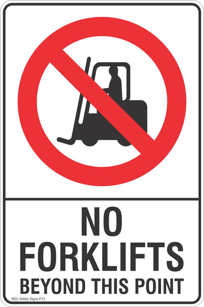 No Forklifts Beyond This Point Safety Sign - Prohibited Stickers ...
