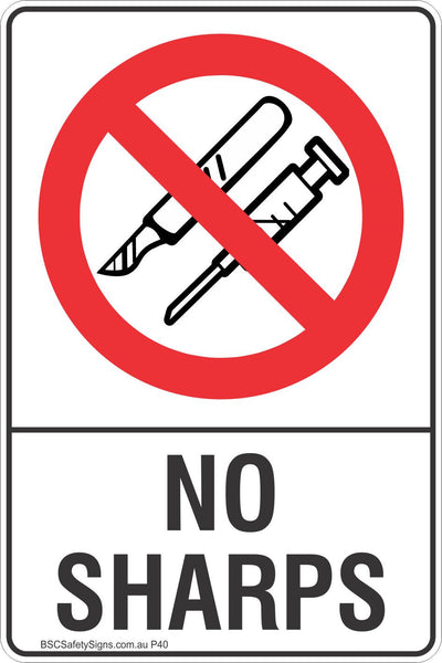 No Sharps Safety Sign - Prohibited Stickers - Restricted Area - Labels ...