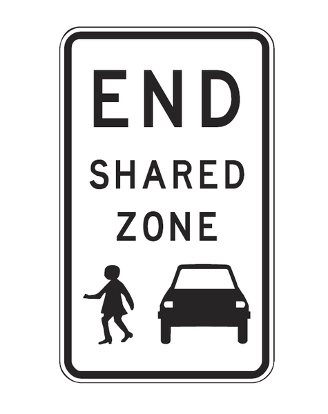 END SHARED ZONE 450 x 750 R4-5 Sign – BSC Safety Signs Australia