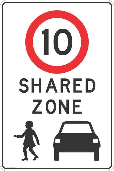 Shared Zone 10 KPH Speed Safety Signs - Stickers - Road Signage - BSC ...