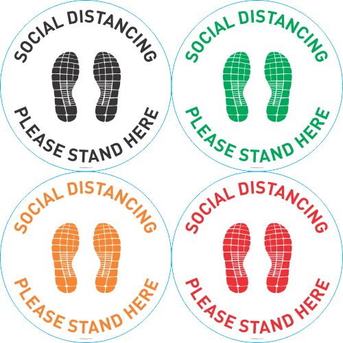 Social distancing please stand here anti-slip floor graphics - 400mm d ...