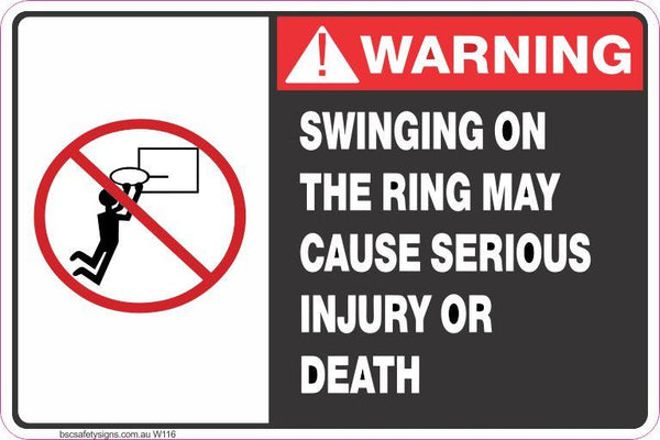 Warning Swinging On The ring May Cause Serious Injury Or Death Safety ...