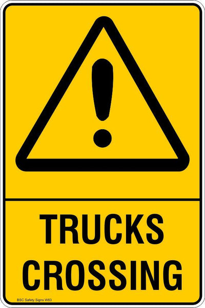 Warning Caution Trucks crossing Warning Safety Signs - Stickers ...