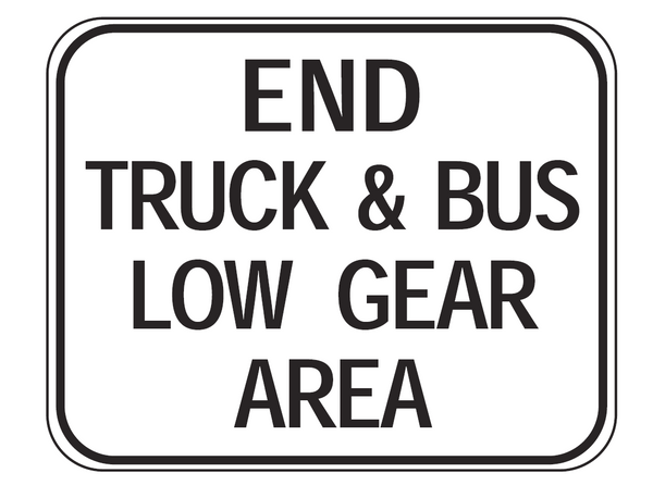 END TRUCK & BUS LOW GEAR AREA R6-23 Road Sign – BSC Safety Signs Australia